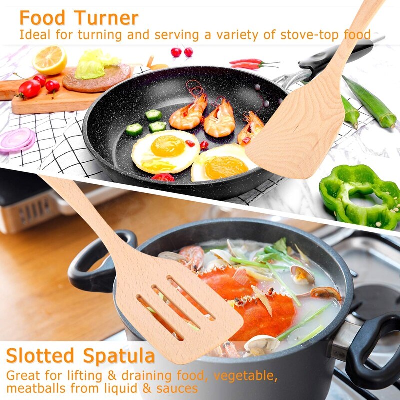 Healthy Cooking Utensils Set,Wooden Kitchen Spatul... – Vicedeal
