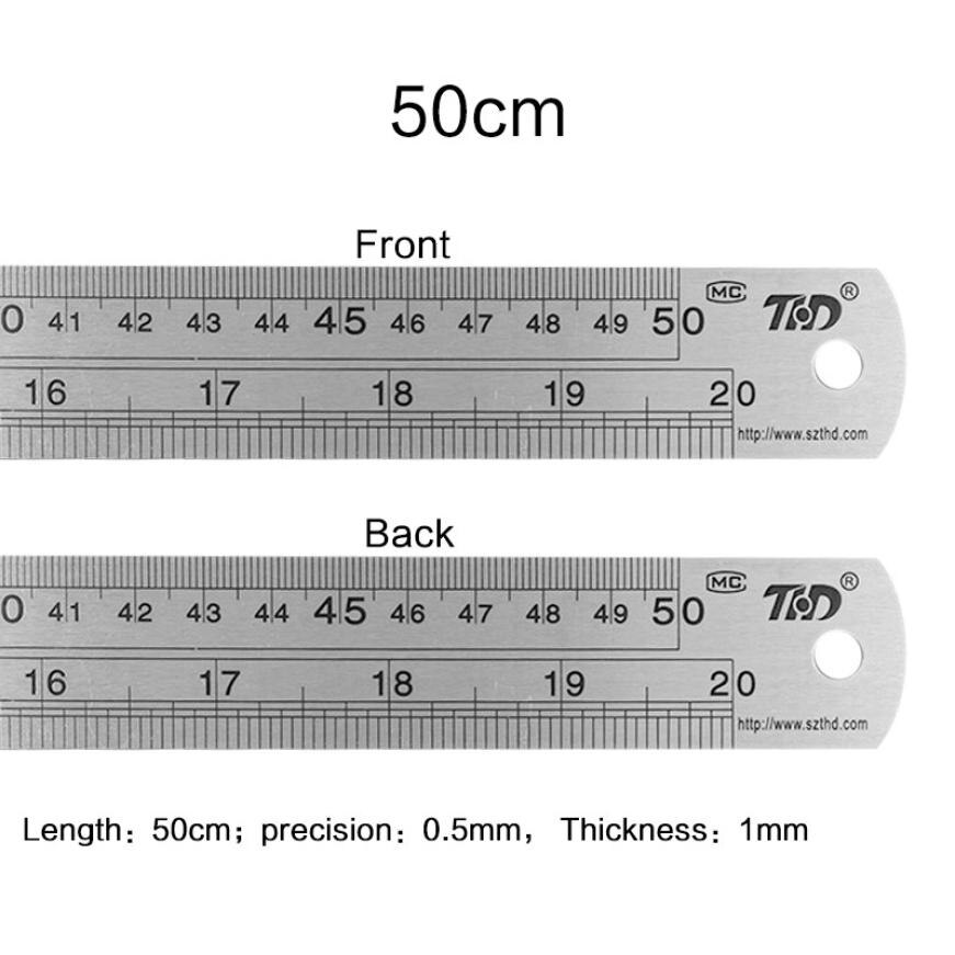 Steel Ruler 15cm/20cm/30cm/40cm/50cm Stainless Ste... – Grandado