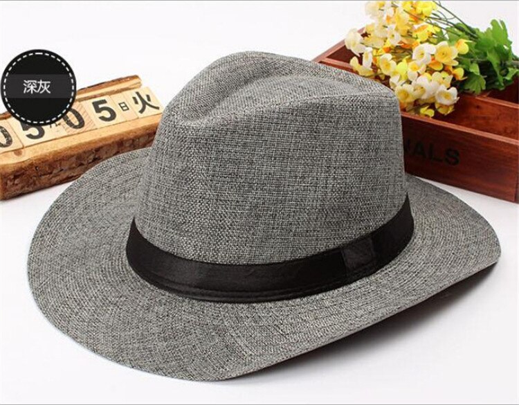 Summer Men Straw Cowboy Hat Wide Brim Beach Cap Su... – Vicedeal