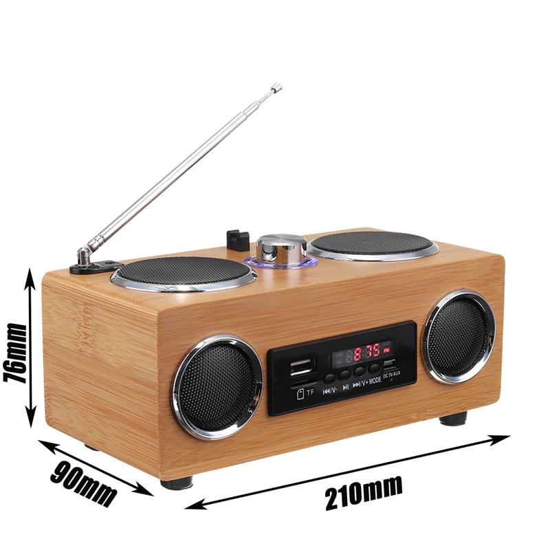 Retro Vintage Radio Super Bass FM Radio Bamboo Mul... – Grandado