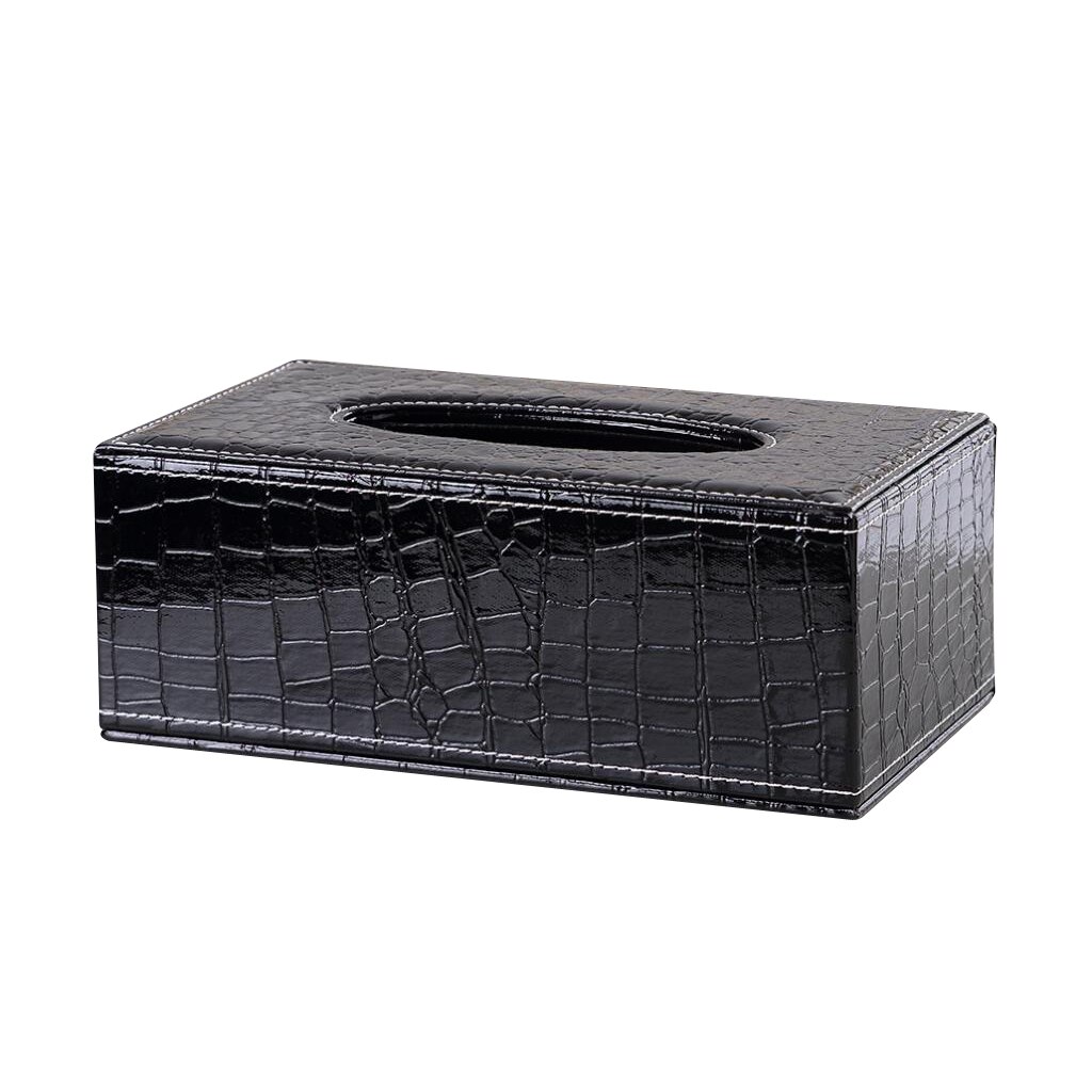 Black Leather Tissue Box Rectangle Desktop Storage... – Grandado