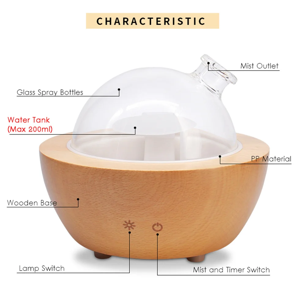 200ml aroma luftfukter diffuser tre luftrensing ar... – Vicedeal