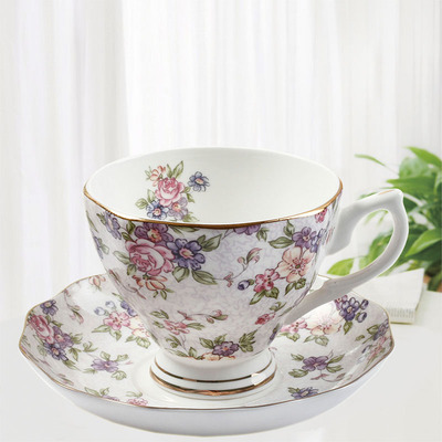 Pastoral bone china coffee cup plate English after... – Vicedeal