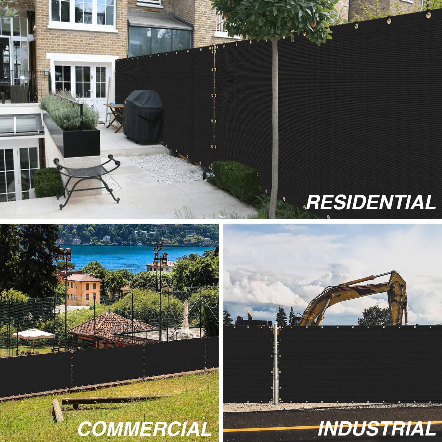 Black Privacy Screen Fence -Heavy Duty Fencing Mes... – Grandado