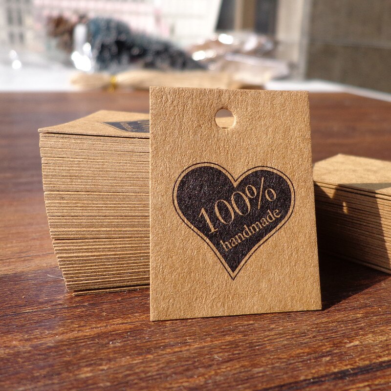 100 Stuks 3X4 Cm Hart Kraftpapier Tags Diy Decorat... – Grandado