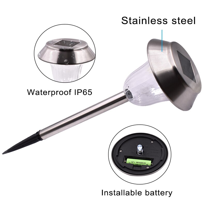 Solar LED Outdoor Lichter Edelstahl Pathway Landsc... – Vicedeal