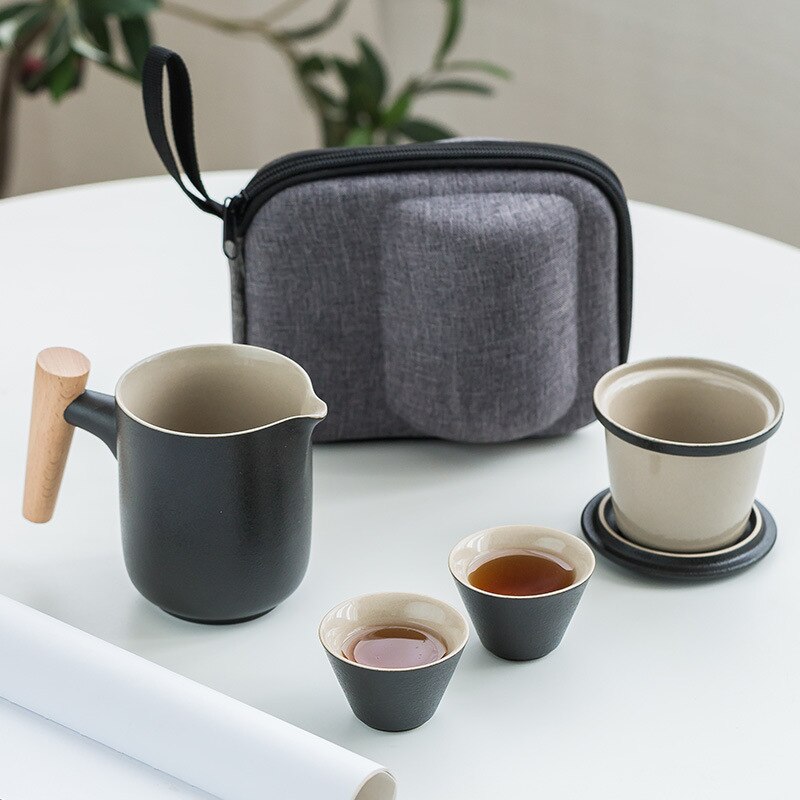 tea set black/gray Ceramic Japanese Tea Cup Set Po... – Grandado