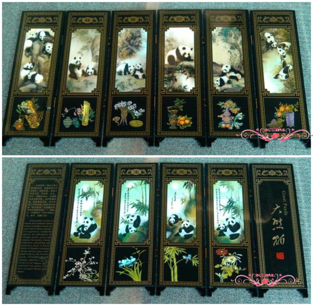 6Pieces Panda Folding Screen Chinese Traditional L... – Vicedeal