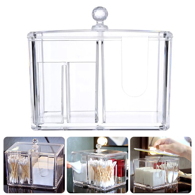 Acrylic Cotton Storage Box Desktop Transparent Swa... – Grandado