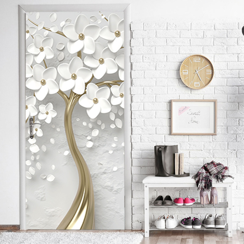 Imitation 3D Door Paste Wall Paste Golden Relief W... – Vicedeal