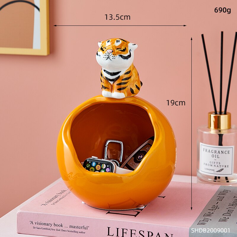 Cute Tiger Sculptures Storage Box Animal Ceramic S... – Vicedeal