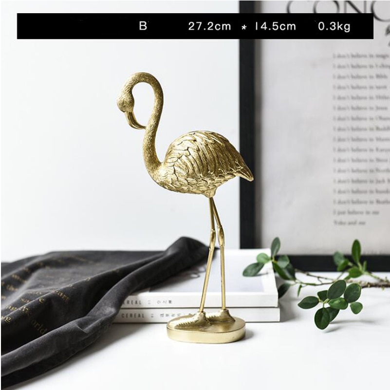 Gold Flamingo Sculpture Decor Living Room Ornament... – Grandado