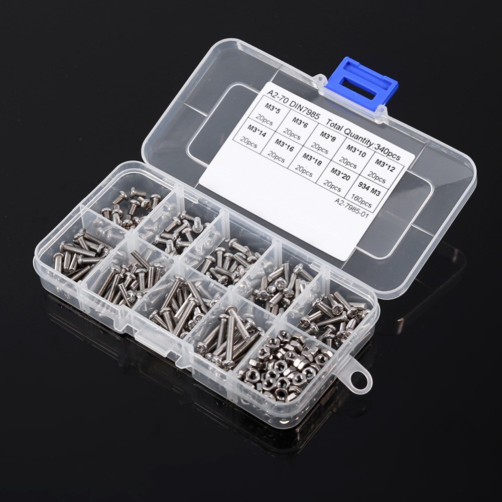 340pcs/Set M3 Stainless Steel Screws and Nuts Asso... – Grandado