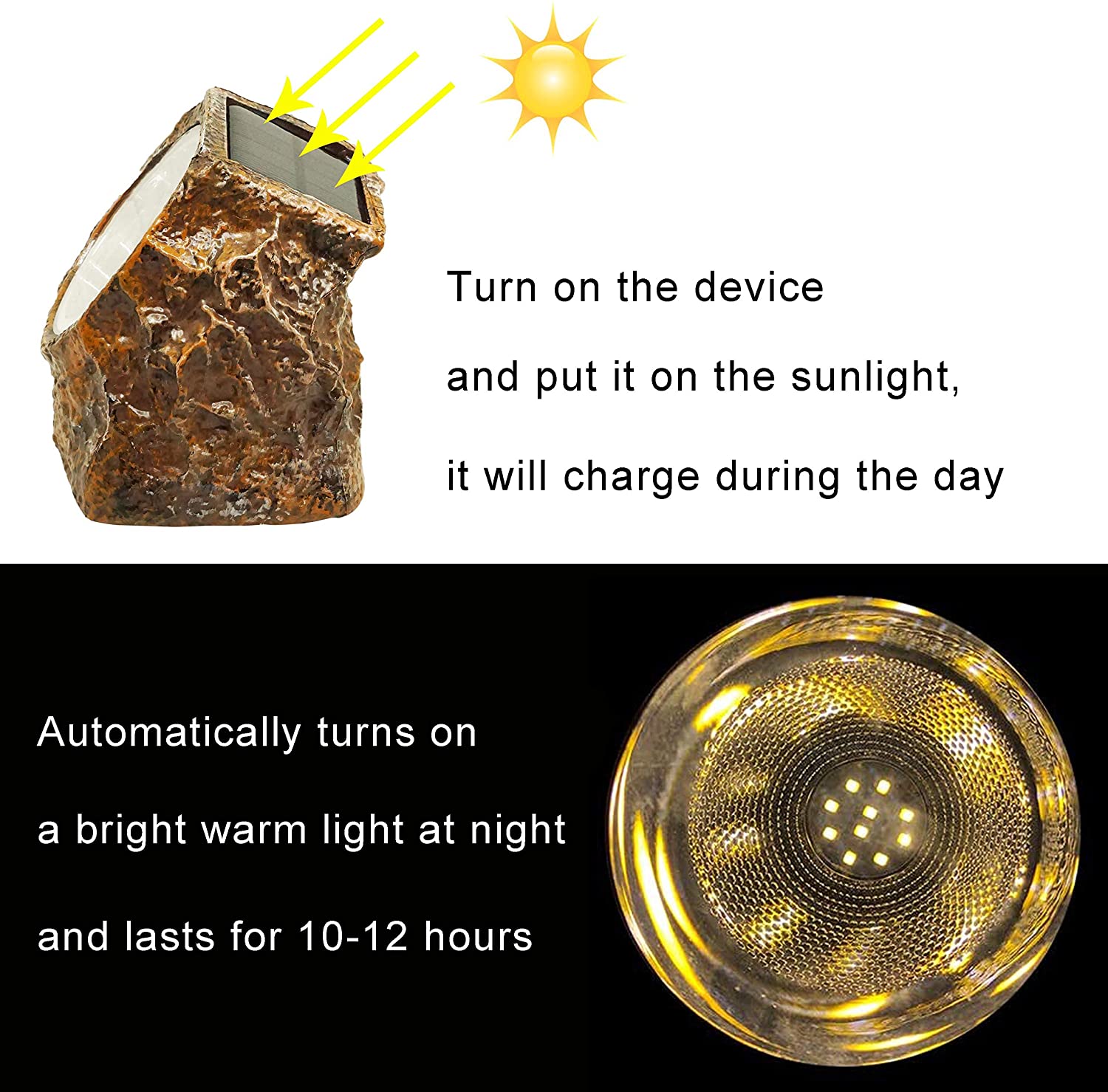 2 Pack Solar Stone Lights Waterproof Garden Stone ... – Vicedeal