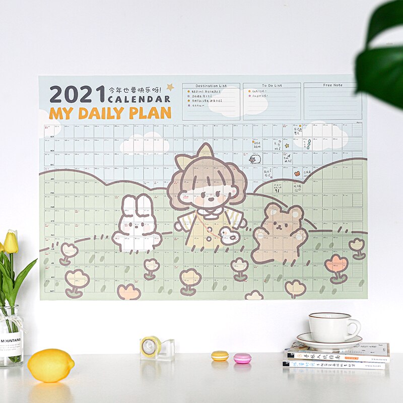 Simple and Cute Plan Sheet Wall Sticker 365-day Go... – Grandado