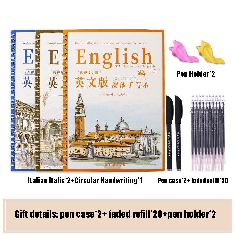 3 Reusable Groove Calligraphy Copybook English Ita... – Vicedeal