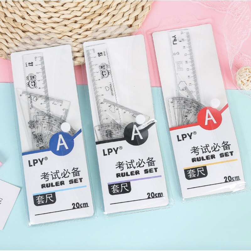 4pcs/set Cartoon Cute Ruler Set Protractor Student... – Grandado