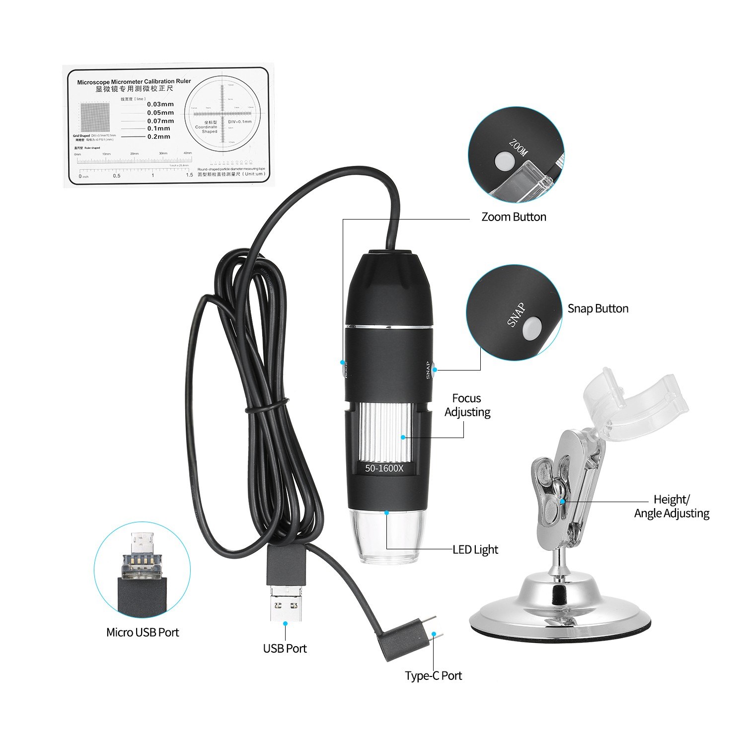 USB Digital Zoom Microscope Magnifier with OTG Fun... – Grandado