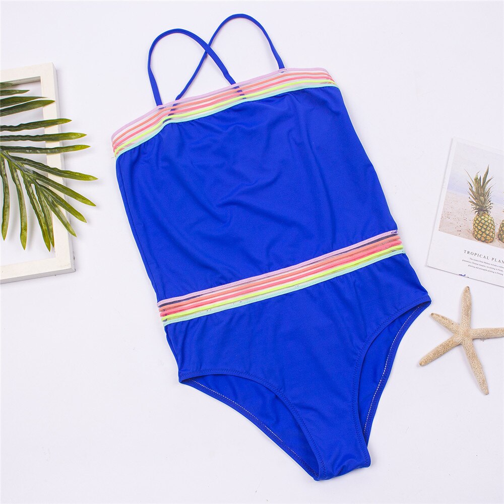 Solid Lace Girls Kids Swimsuit Swimwear Summer Chi... – Vicedeal