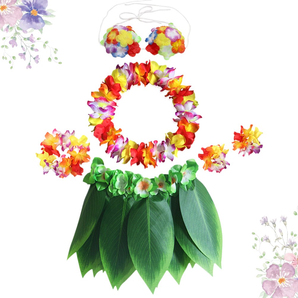 6 Stuks In 1 Set Hawaiiaanse Krans Blad Rok Kunstm... – Vicedeal