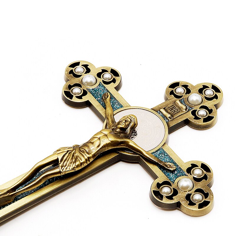 Bronze Inlaid Pearl Jesus Cross cristo Exorcism Or... – Grandado