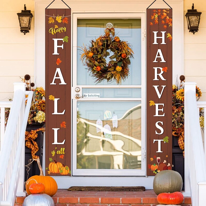 Thanksgiving Porch Banners Fall Harvest Hanging Po... – Grandado