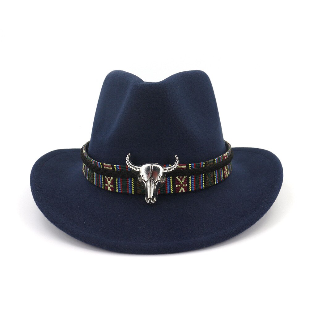 Mens Cowboy Hat with Ox Head Felt American Western... – Grandado