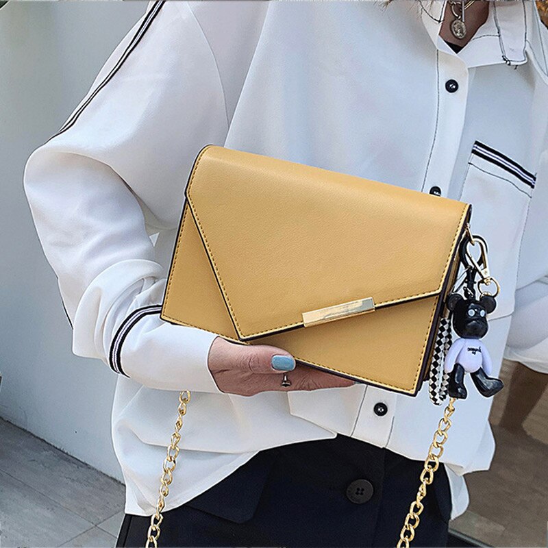 Women's Pu Leather Square Shoulder Bags With Chain... – Vicedeal