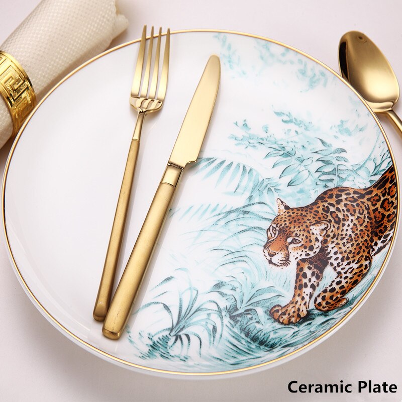 Jungle Luxury Ceramic Steak Western Dinner Plate P... – Grandado