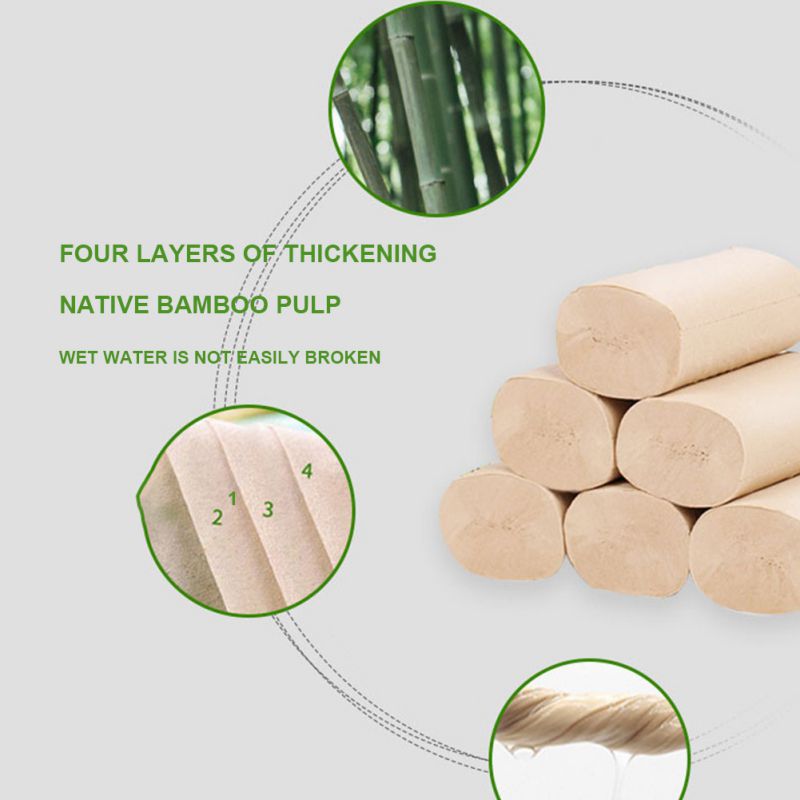 6 Rolls/Lift Natural Bamboo Pulp Roll Paper Can Be... – Grandado