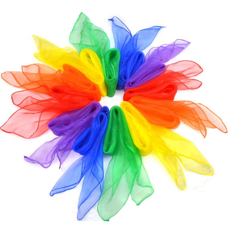 12Pcs Square Juggling Silk Dance Scarves Magic Tri... – Grandado