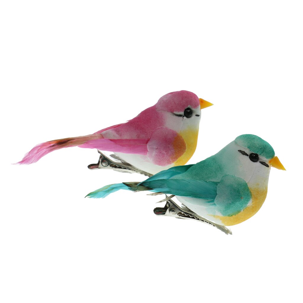 2Pieces Cute Small Artificial Feather Bird Foam Bi... – Grandado