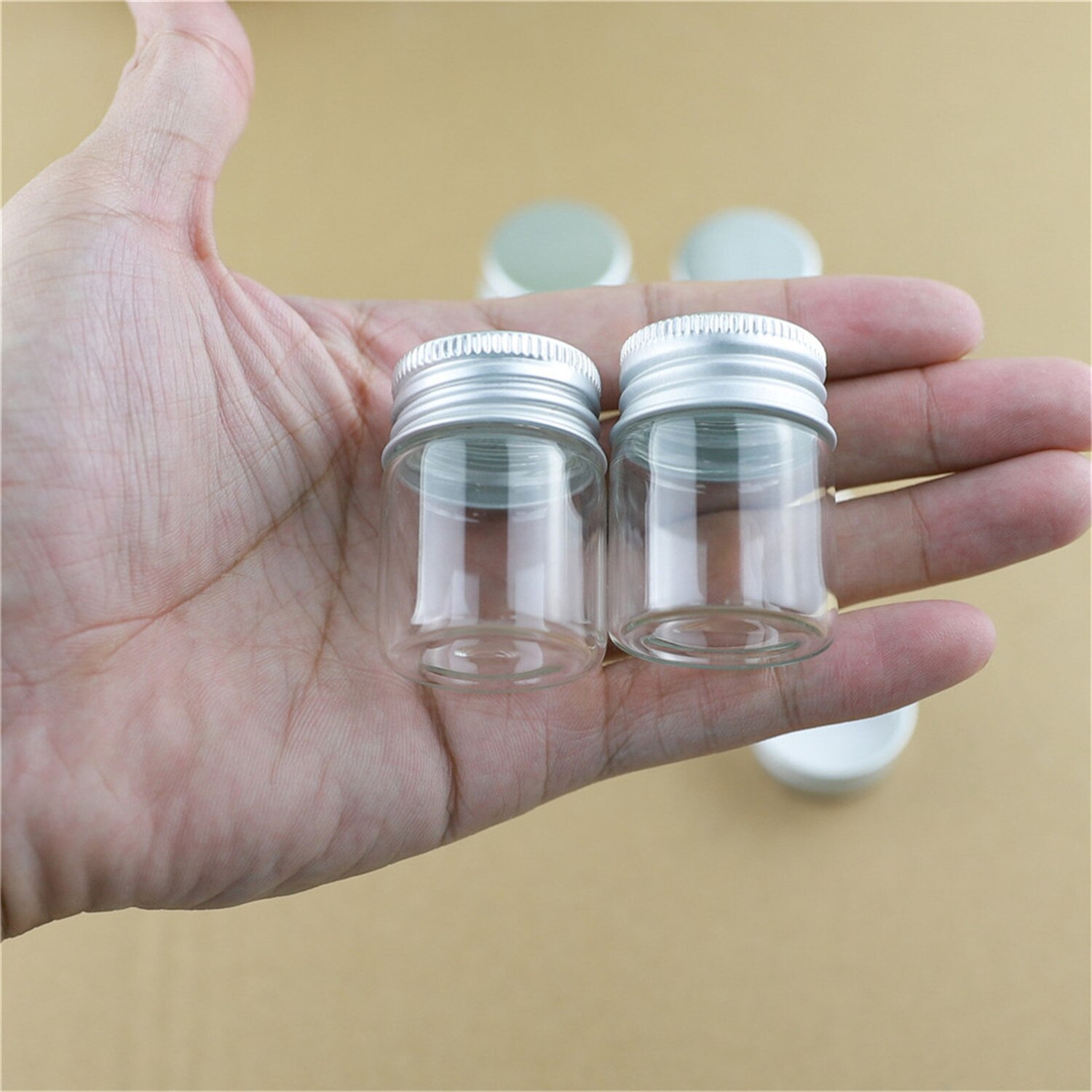 24 Pieces 30*40mm 15ml Mini Glass Jars Aluminum Ca... – Vicedeal