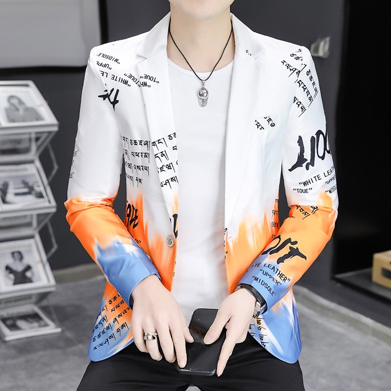 Gradient Color Blazer 2022 Spring Alphabet Print S... – Vicedeal