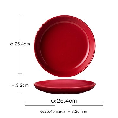 Red Glazed Ceramic Dinner Plates Modern Dinnerware... – Grandado