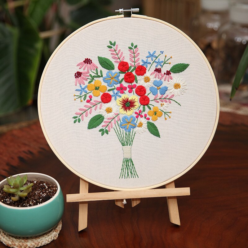 DIY Embroidery Kit with Bamboo Hoop for Beginner N... – Grandado