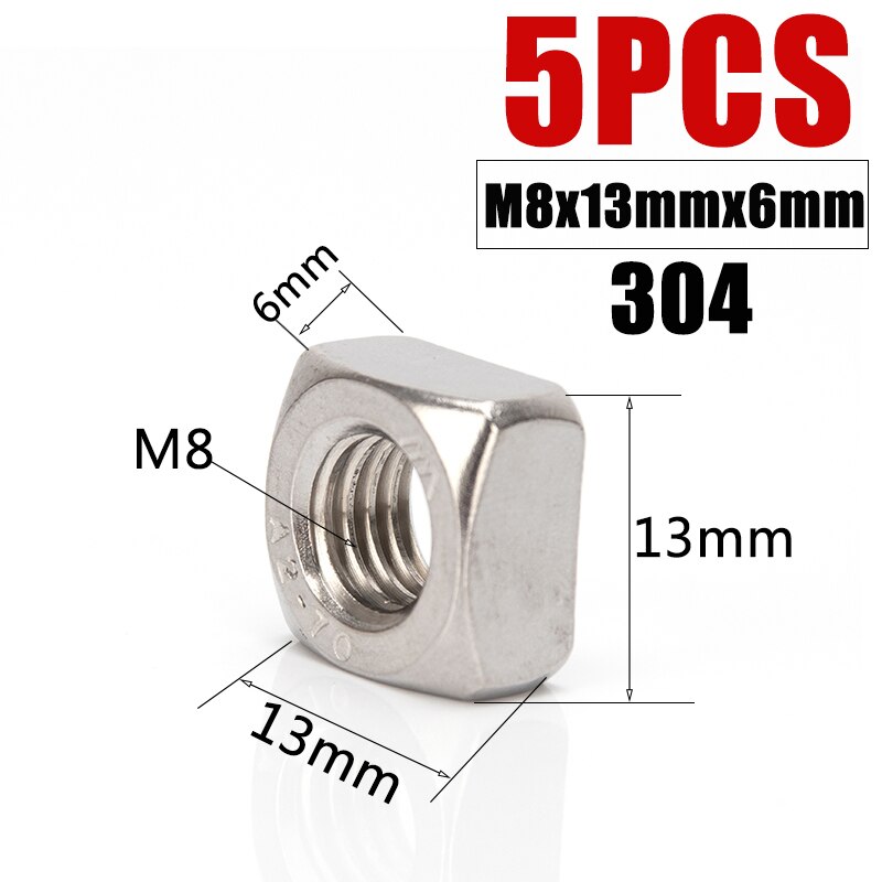 M3 M4 M5 M6 M8 M10 M12 Square Nut 304 Stainless St... – Grandado