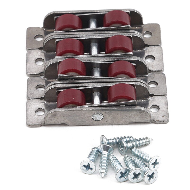 4Pcs Rvs + Rode Nylon Platte/Concave Dubbele Wiel ... – Grandado