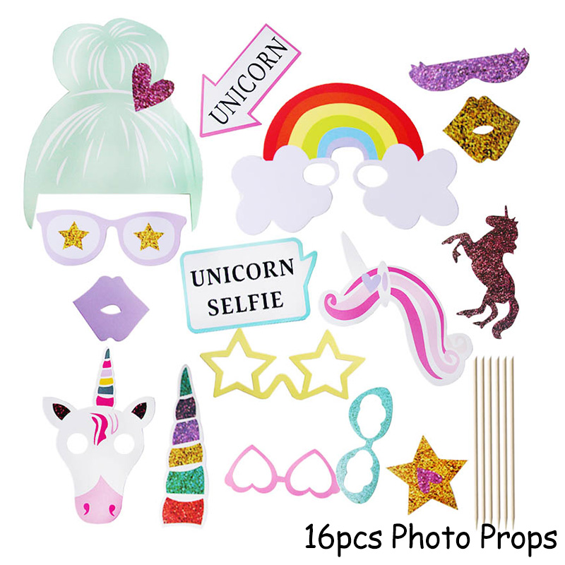 1set Unicorn Party Decoration Photo Booth Props Ha... – Grandado