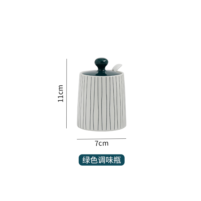 Kitchen Seasoning Box Ceramic Spice Pot with Spoon... – Vicedeal