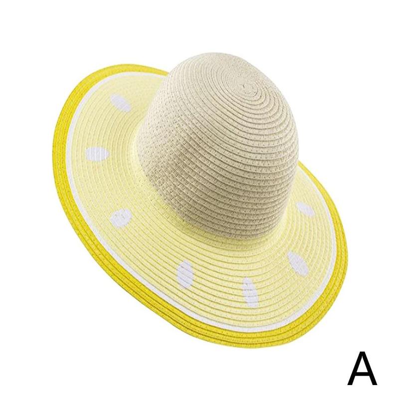 Beach Sun Hat Girls Summer Straw Wide Brim Soft Be... – Grandado