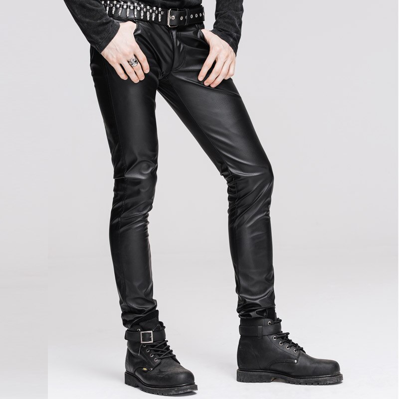 Devil Mens Casual Punk PU Leather Pants Streetwear... – Grandado