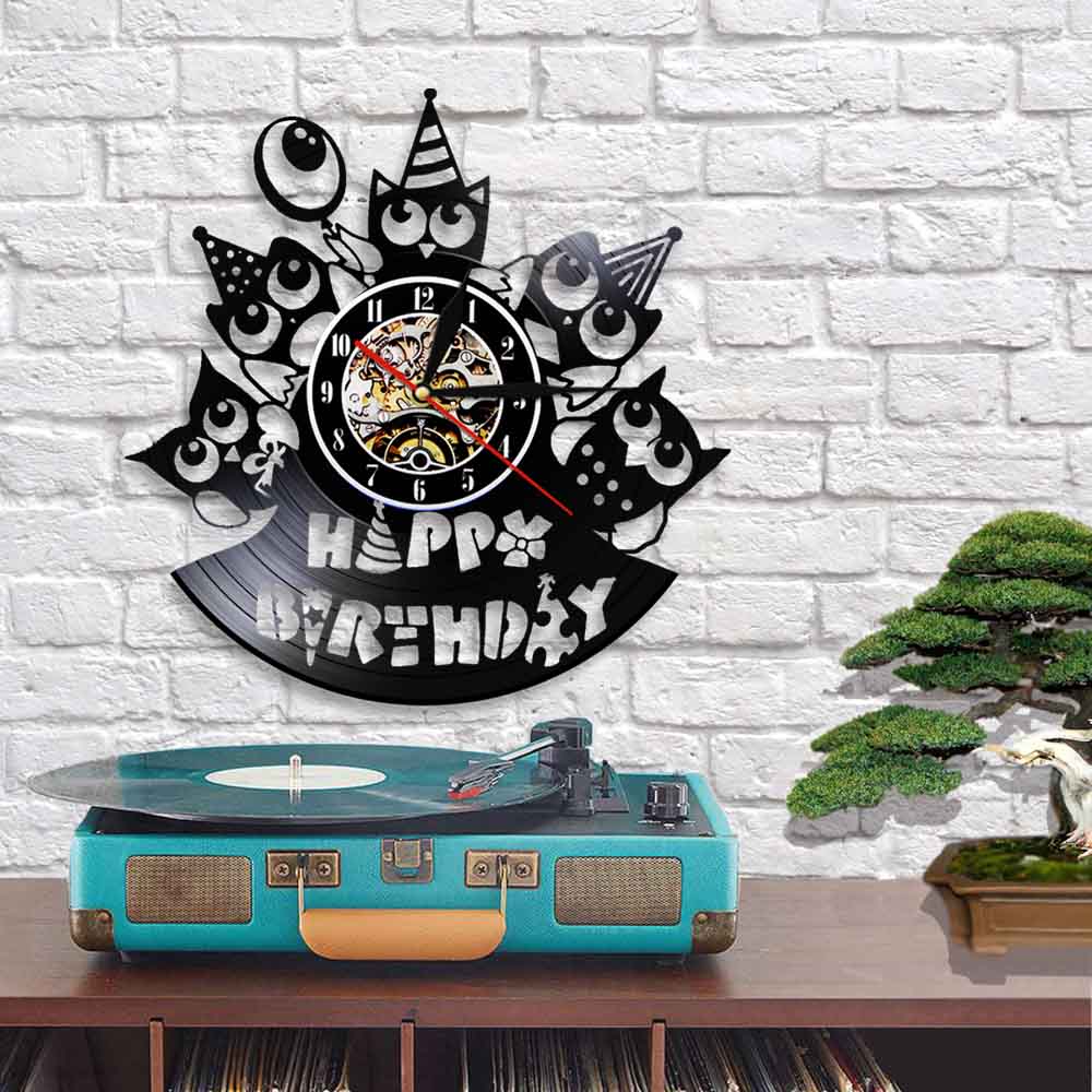 Happy Birthday Wall Clock Party Wall Art Decor Vin... – Grandado