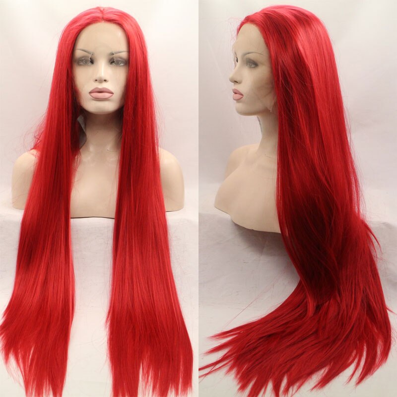 Bombshell Fire Red Silky Straight Synthetic Hair L... – Grandado