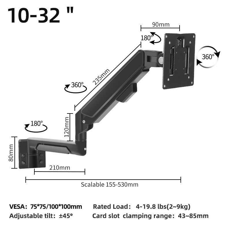 10-32 "Aluminium 360 Graden Monitor Houder Ga... – Vicedeal