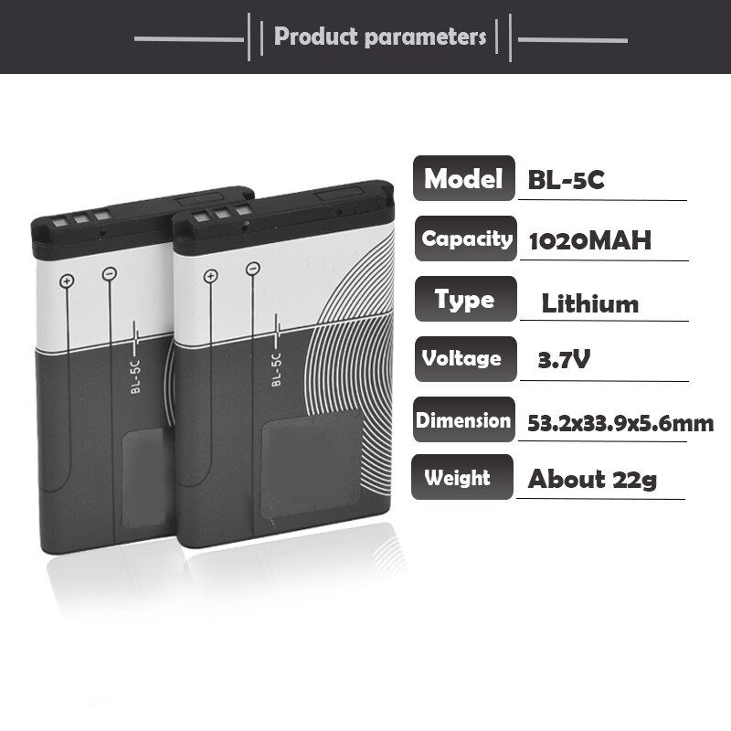 BL-5C BL5C Bl 5C Li-Ion Lithium Batterij Voor Noki... – Vicedeal