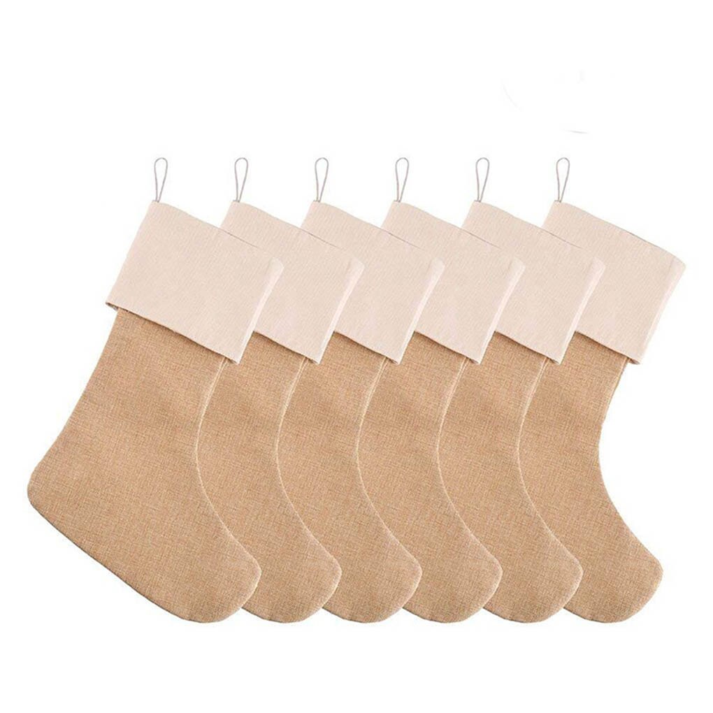 6pcs/set Large Burlap Christmas Stockings Jute Xma... – Vicedeal
