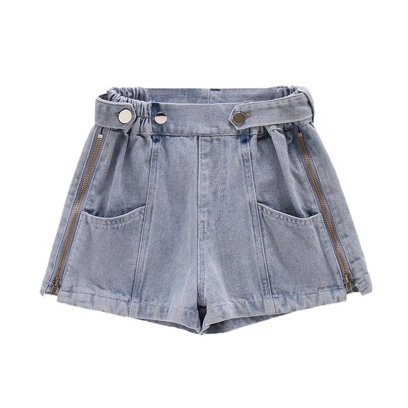 Summer Girls Pants Denim Shorts Side Zipper Elasti... – Vicedeal