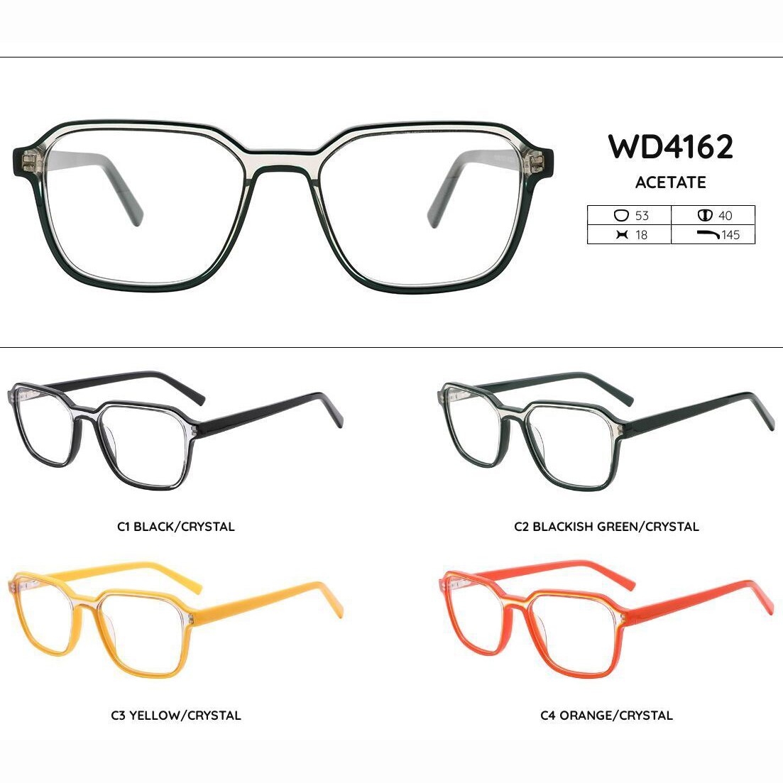 SASAMIA Woman Square Glasses Frames Candy Color MA... – Grandado