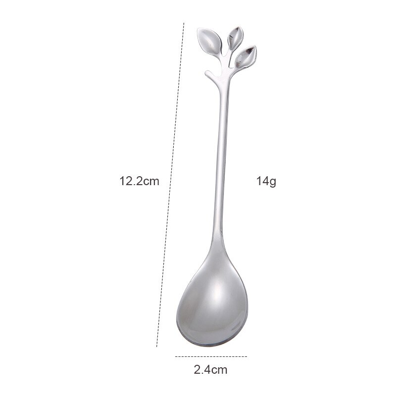 Stainless Steel Spoon/Fork Leaf Shape Handle Coffe... – Grandado